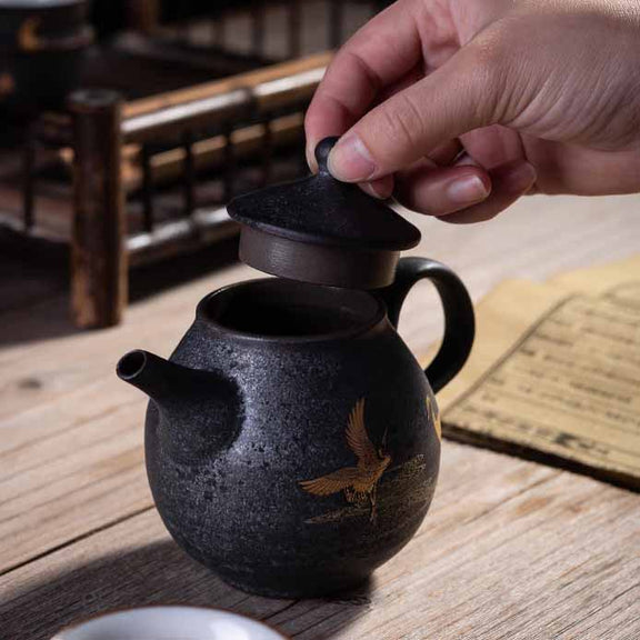 Crane Teapot, Silver Spot Glaze Teapot, Flying Crane Teapot, Teapots ...